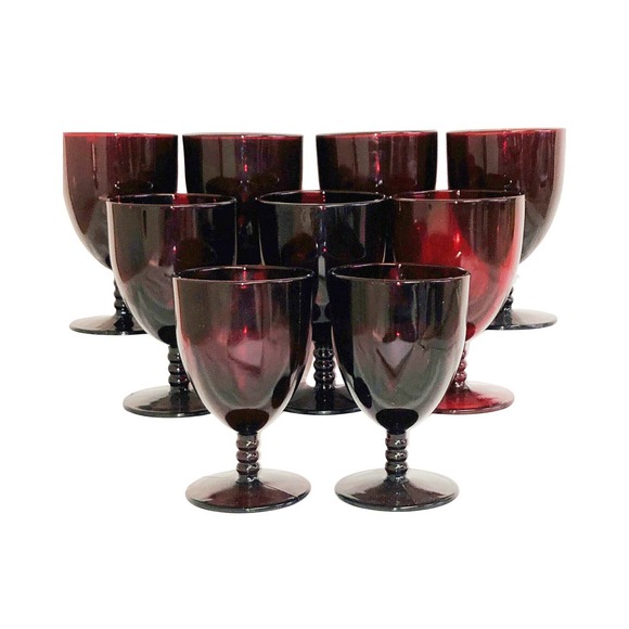 Anchor Hocking | Dining | Vintage Monarch Royal Ruby Wine Goblets Set ...